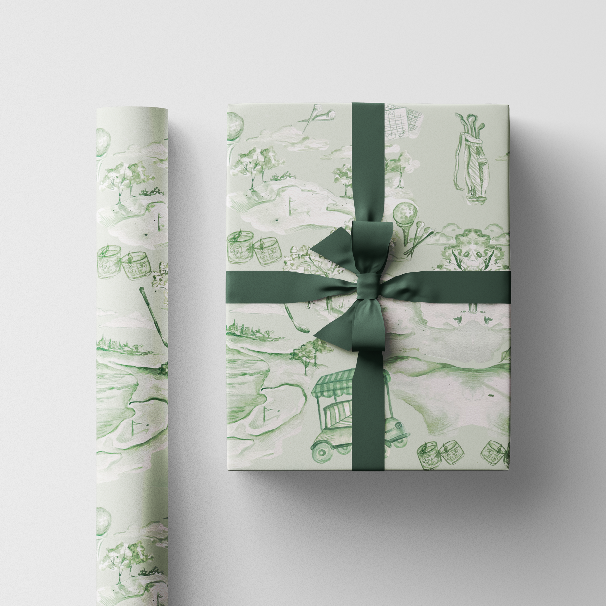 Golf Wrapping Paper - Hand-Painted Watercolor Designs - Match South ...