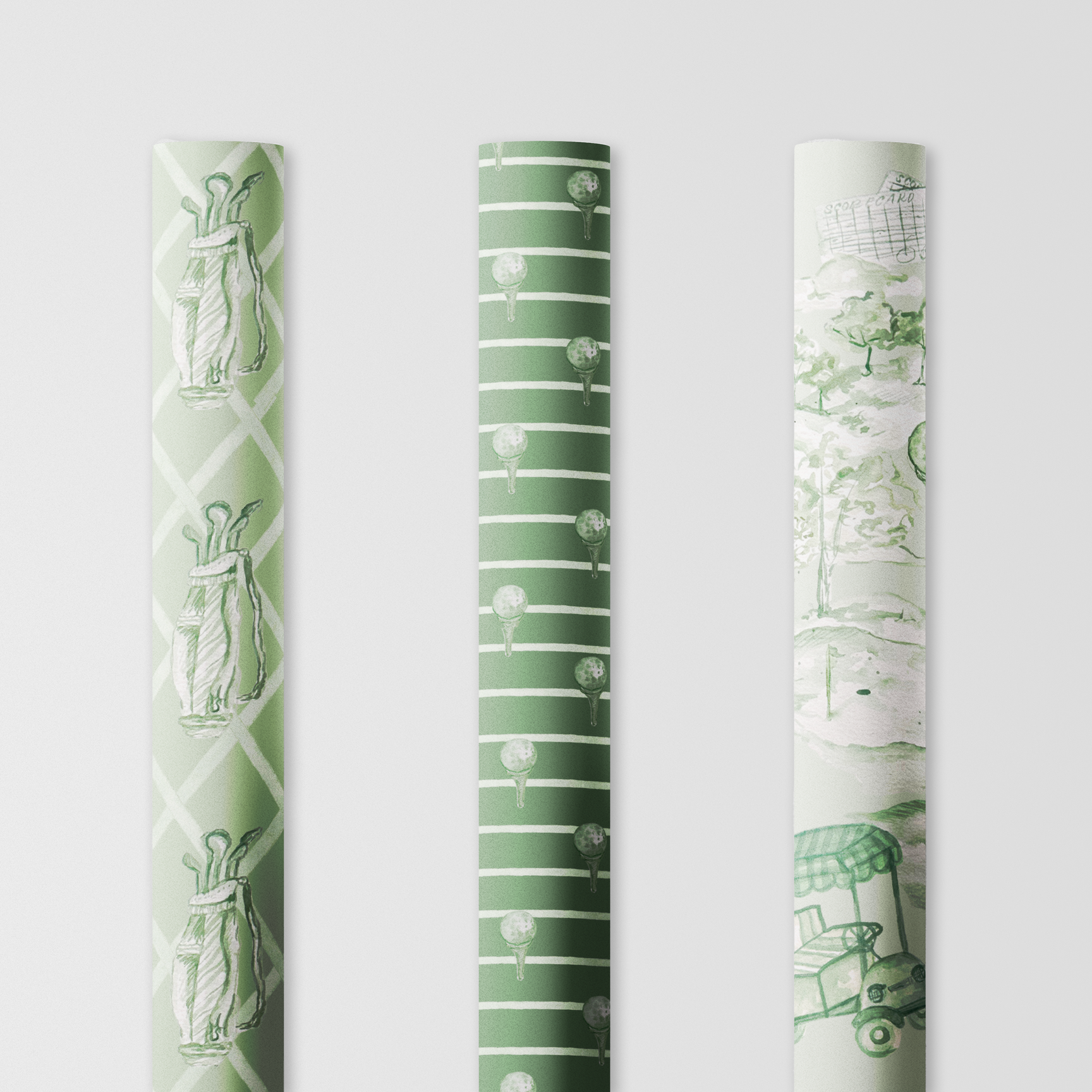 Golf Wrapping Paper - Hand-Painted Watercolor Designs - Match South ...